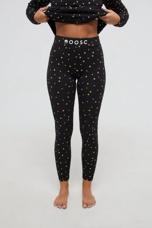 OOSC Baselayer Leggings Shining Star - Black With Gold Stars