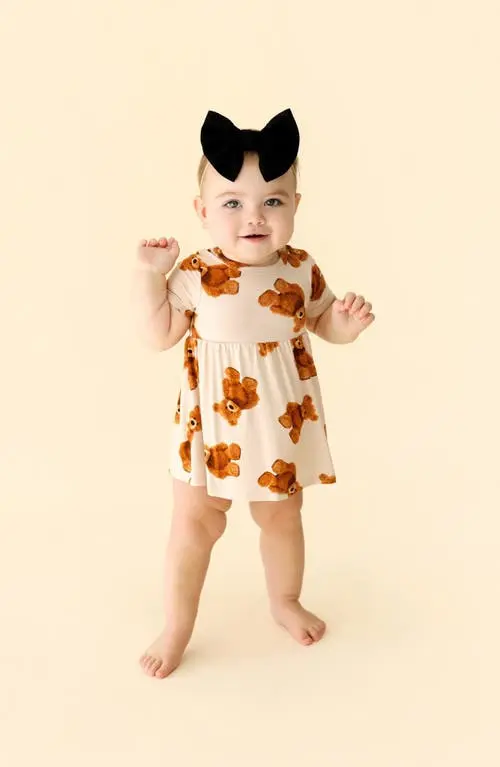 POSH PEANUT Bear Print Twirl Skirted Bodysuit