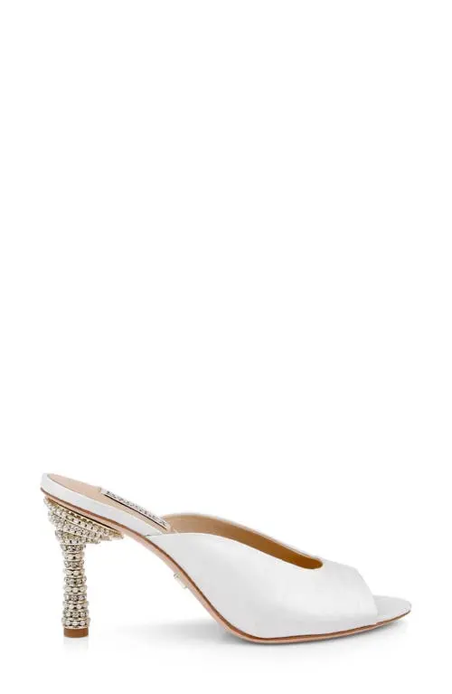 Badgley Mischka Oakdale Embellished Heel Slide Sandal - Ivory Silk