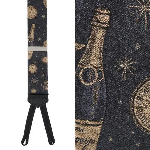 Trafalgar Resolutions Novelty Silk Formal End Suspenders - Black