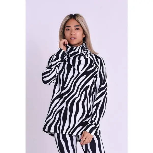 OOSC High Neck Baselayer Zebra Print Top