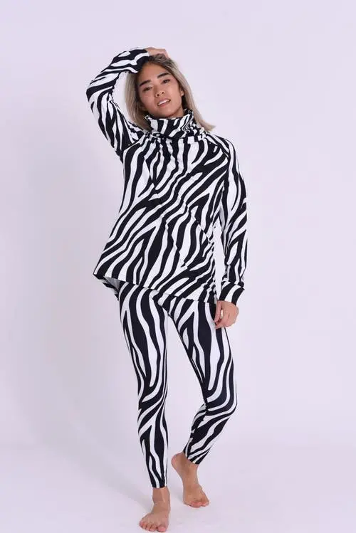 OOSC High Neck Baselayer Zebra Print Top