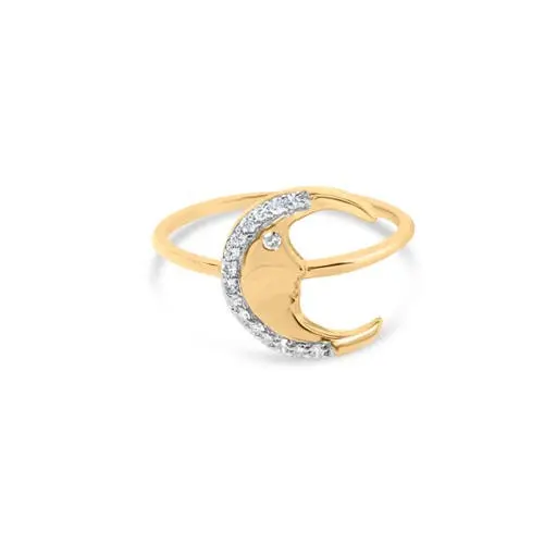 HAUS OF BRILLIANCE 10k Gold 1/10 Cttw Diamond Crescent Moon Ring - Yellow