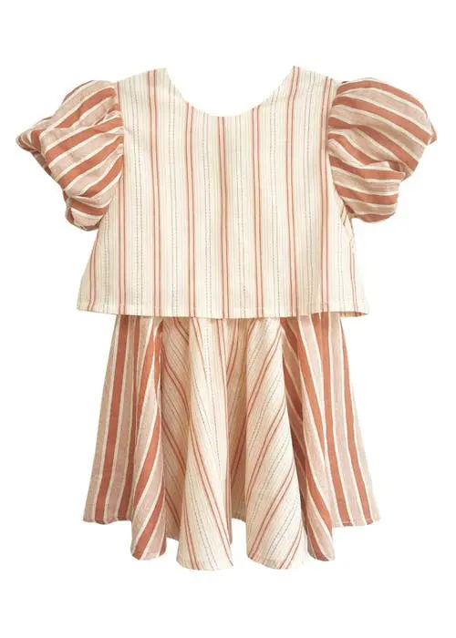 MABEL + HONEY Striped Dress With Puff Sleeves