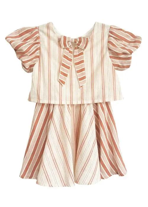 MABEL + HONEY Striped Dress With Puff Sleeves