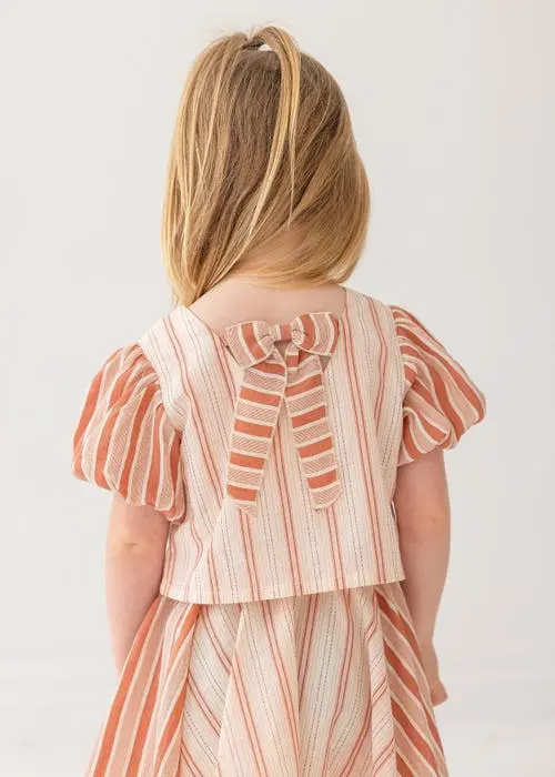 MABEL + HONEY Striped Dress With Puff Sleeves