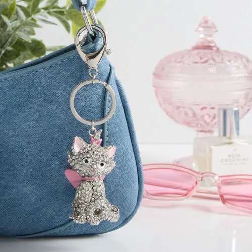 Disney Aristocats Marie Crystal Pavé Bag Charm Keychain