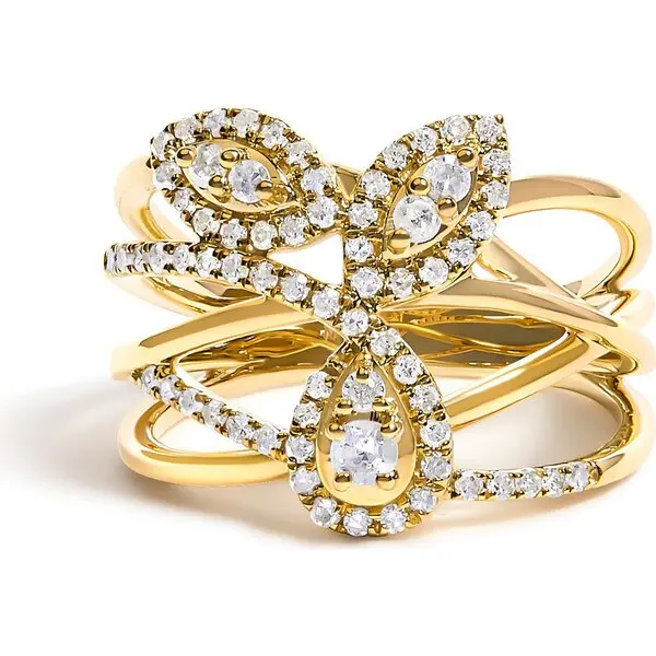 HAUS OF BRILLIANCE 10k Gold 1/2 Cttw Diamond Floral Cocktail Ring - Yellow