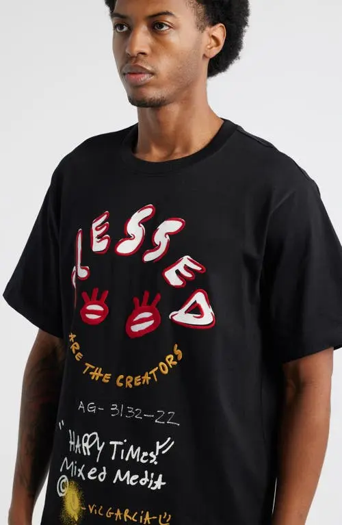 VIC GARCIA WORLD Blessed Embroidered Cotton Graphic T-shirt