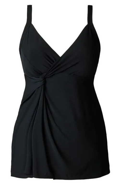 LONGITUDE Twist Front Long Torso Swim Dress