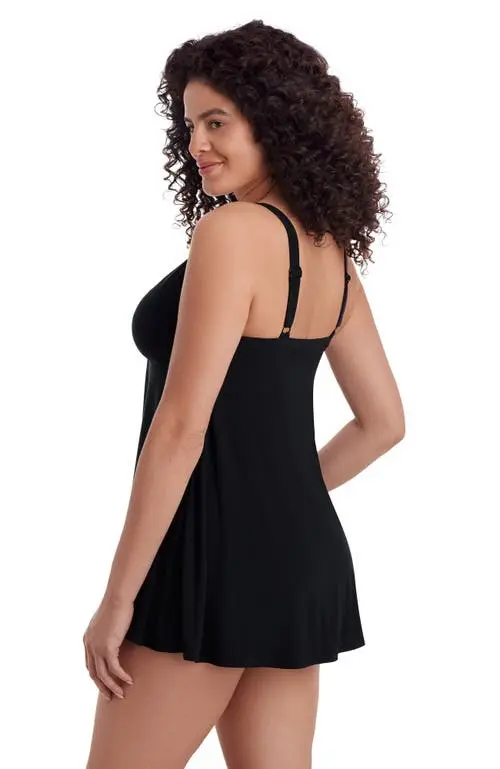 LONGITUDE Twist Front Long Torso Swim Dress