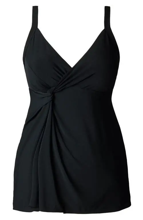 LONGITUDE Twist Front Long Torso Swim Dress
