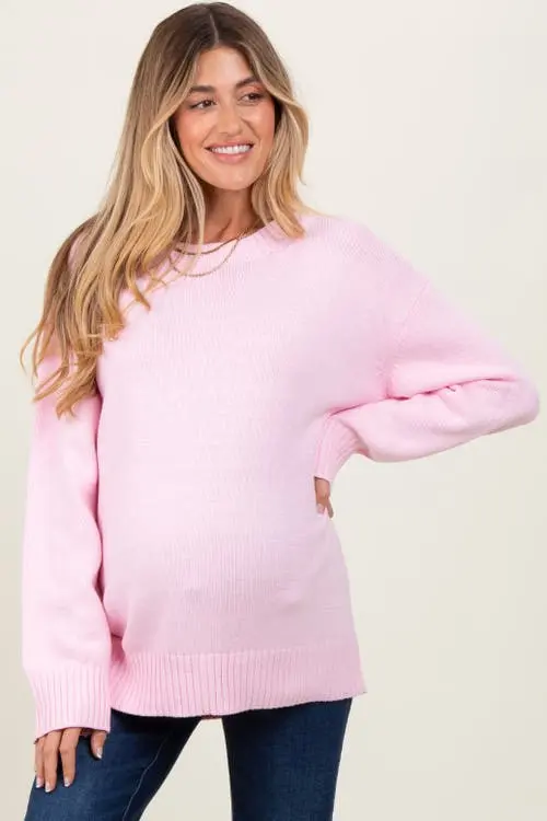 PINKBLUSH Soft Knit Maternity Sweater - Light Pink