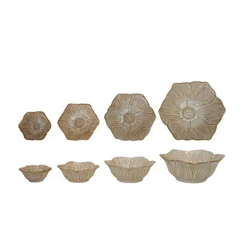 STORIED HOME Flower Shaped Bowls - White