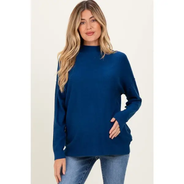 PINKBLUSH Mock Neck Sweater With Exposed Seam