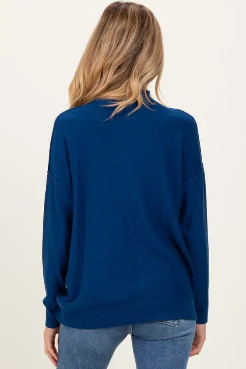 PINKBLUSH Mock Neck Sweater With Exposed Seam