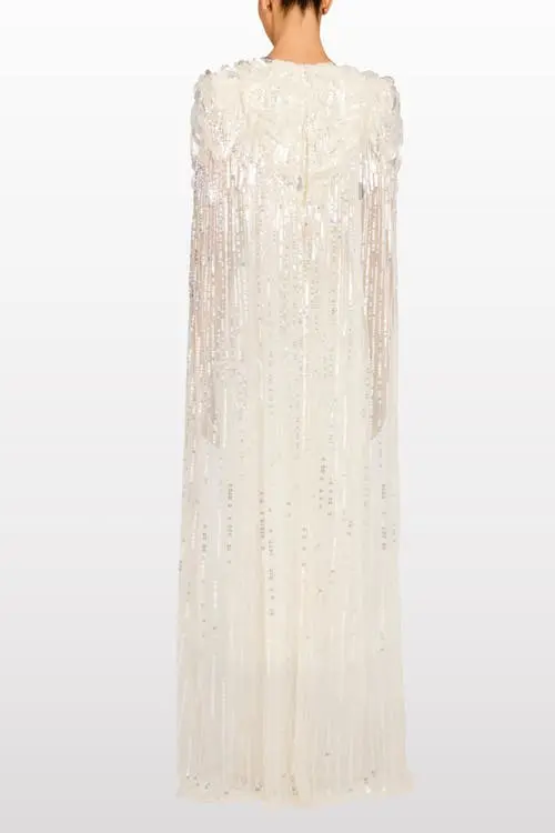 Jenny Packham Sequin-embellished Maxi Dress - Vanilla