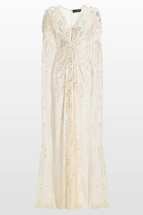 Jenny Packham Goldfinger Sequin-embellished Maxi Dress - Vanilla