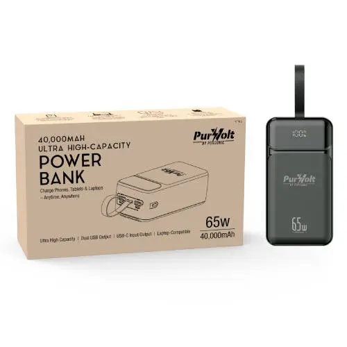 PURSONIC 40,000mah Ultra High-capacity Power Bank - Black