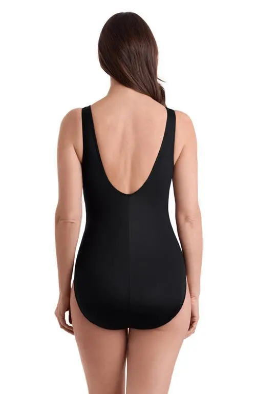 LONGITUDE Folded Band Fan Tank One-piece Swimsuit - Blue