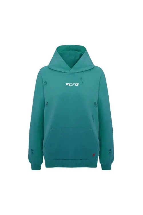 PCFG Cotton Destroyed Hoodie - Green
