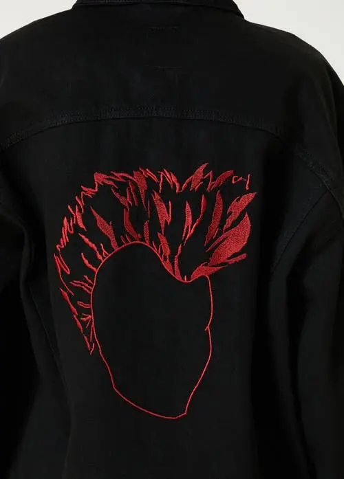 PCFG Embroidered Denim Jacket - Black