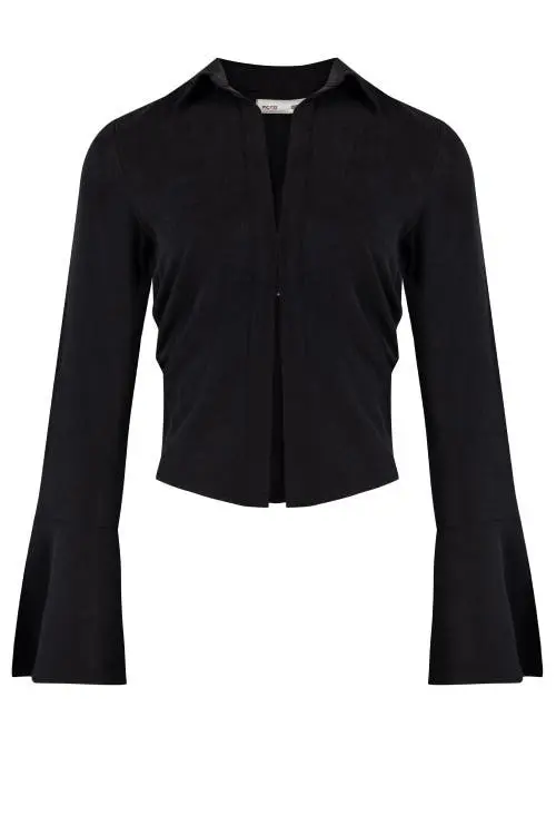 PCFG V-neck Fitted Shirt With Waist Slit