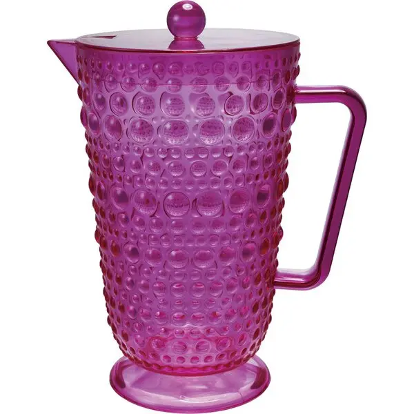 STORIED HOME Footed Pitcher With Lid And Raised Dots - Pink