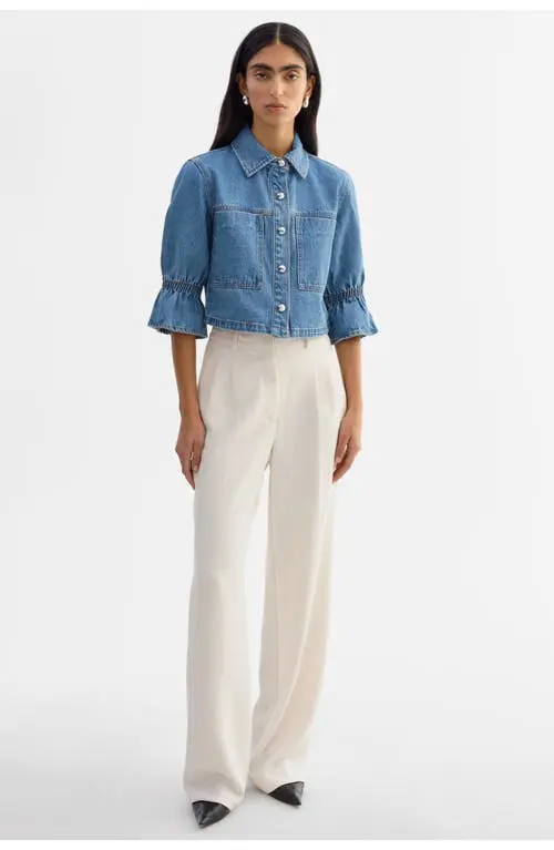 LAMARQUE Carolina Denim Ruffle Sleeve Jacket