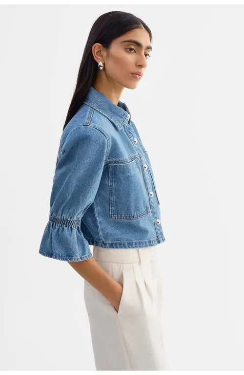 LAMARQUE Carolina Denim Ruffle Sleeve Jacket