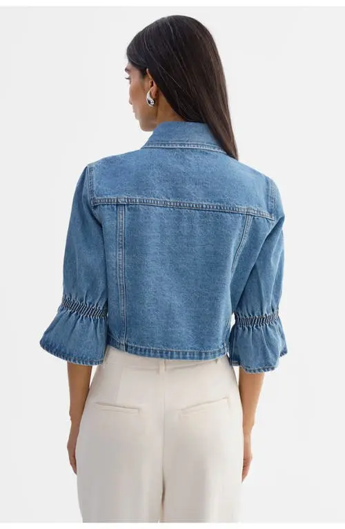 LAMARQUE Carolina Denim Ruffle Sleeve Jacket
