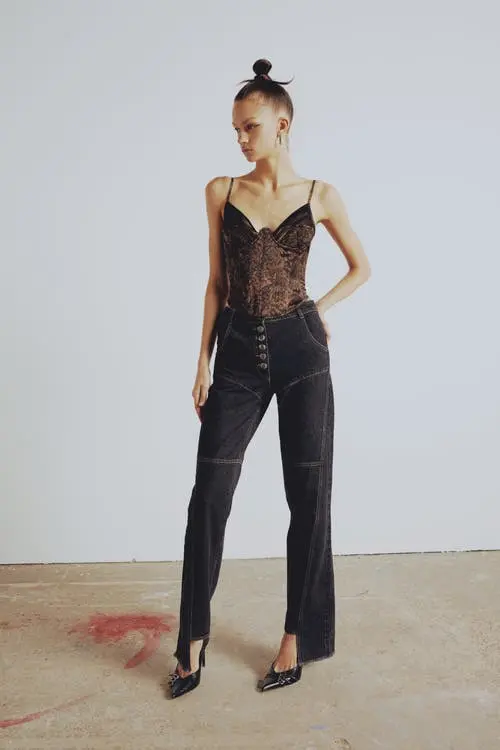 PCFG High-waist Button-detailed Boot-cut Denim Pants - Black