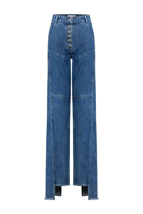 PCFG High-waist Boot-cut Denim Pants - Blue
