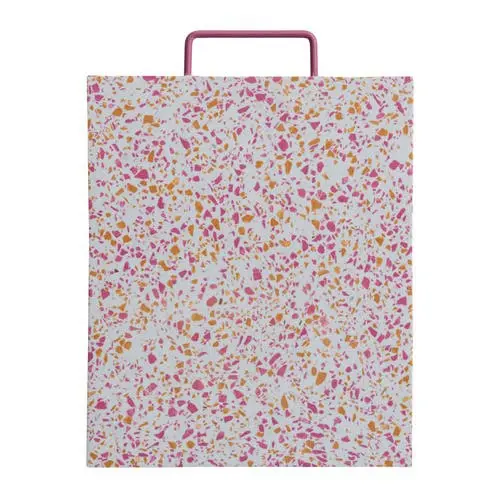 STORIED HOME Resin Terrazzo Cheese And Cutting Board With Enameled Metal Handle - Pink