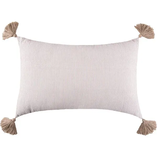 CAROL & FRANK Bree Vertical Stripe Tasseled Cotton Accent Pillow - Brown