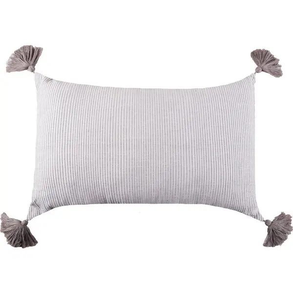 CAROL & FRANK Bree Vertical Stripe Tasseled Cotton Accent Pillow - Gray