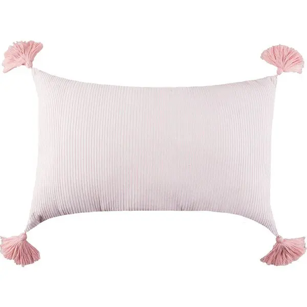 CAROL & FRANK Bree Vertical Stripe Tasseled Cotton Accent Pillow - Pink