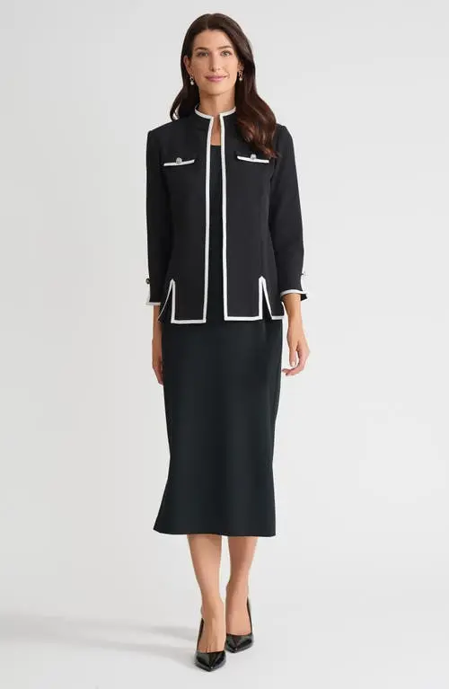 Ming Wang Tailored Deco Crepe Jacket