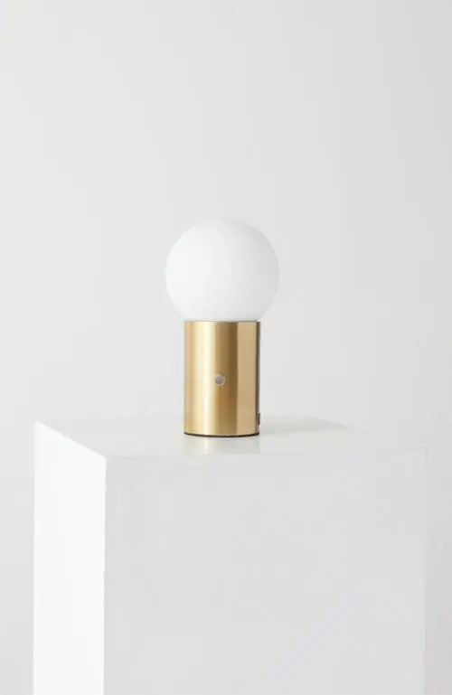 BRIGHTECH Kai 11" Modern Frosted Glass Orb Table Lamp With Usb Charging Port And Built-in 3-way Dimmer - Antique Brass