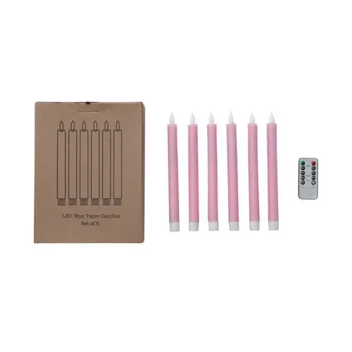 STORIED HOME Flameless Led Taper Candles - Pink