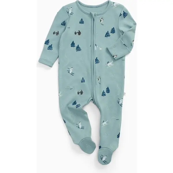 MORI Ski Clever Zip Baby Pajamas - Forget-me-not