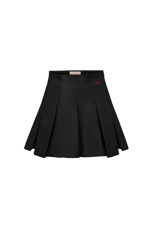 PCFG Pleated Cotton Skirt - Black