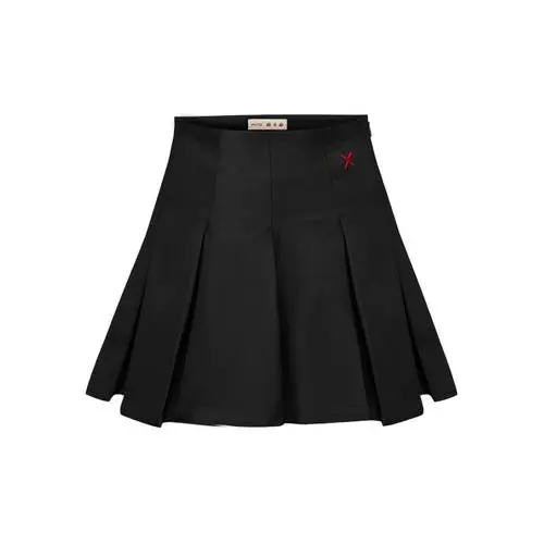 PCFG Pleated Cotton Skirt - Black