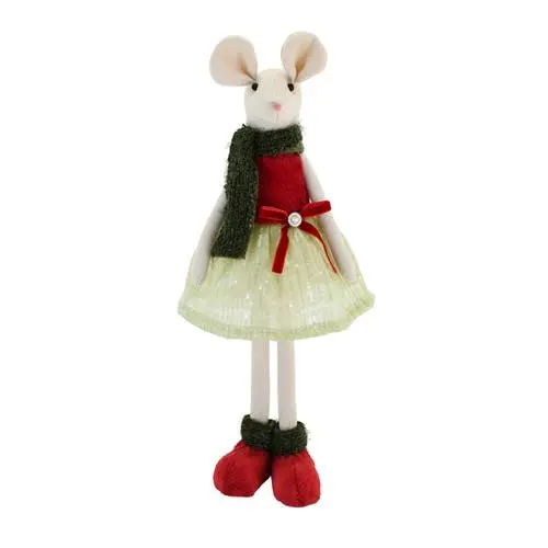 TRANSPAC Pstanding Mouse Figurine For Christmas Indoor Decor - Multicolored