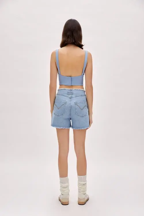 PCFG Cotton Woven Corset Top - Blue