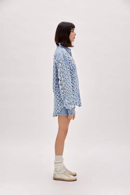 PCFG Oversized Perforated Denim Shirt