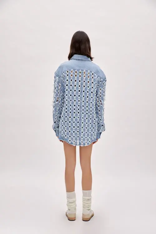 PCFG Oversized Perforated Denim Shirt