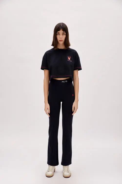 PCFG Cotton Cropped T-shirt With Logo Detail