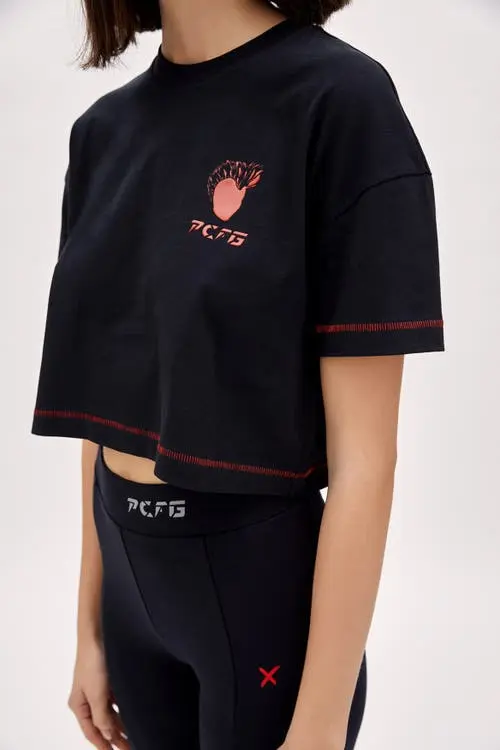 PCFG Cotton Cropped T-shirt With Logo Detail