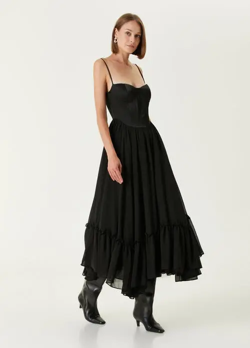 PCFG Itch Swan" Strapless Ruffled Maxi Dress